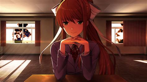 Download Smug Monika Doki Doki Litteraturklub Wallpaper