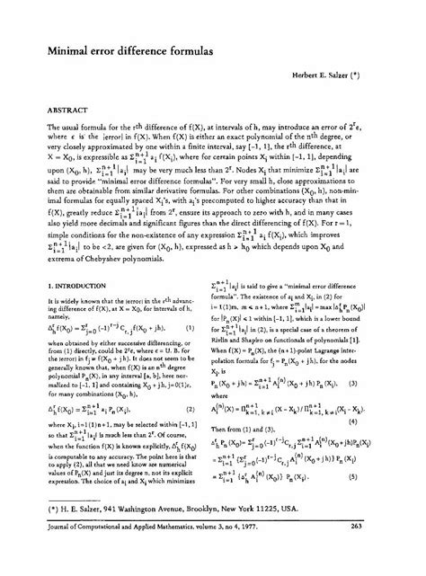 Pdf Minimal Error Difference Formulas Dokumentips