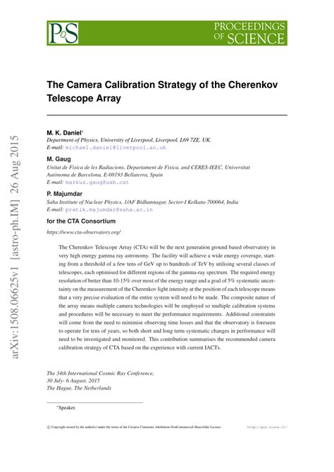 Pdf The Camera Calibration Strategy Of The Cherenkov Telescope Array