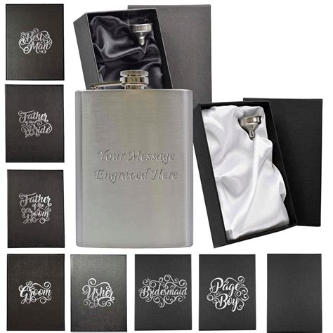 Personalised Stainless Steel Hip Flask 8oz Engraved T Set Etsy Uk