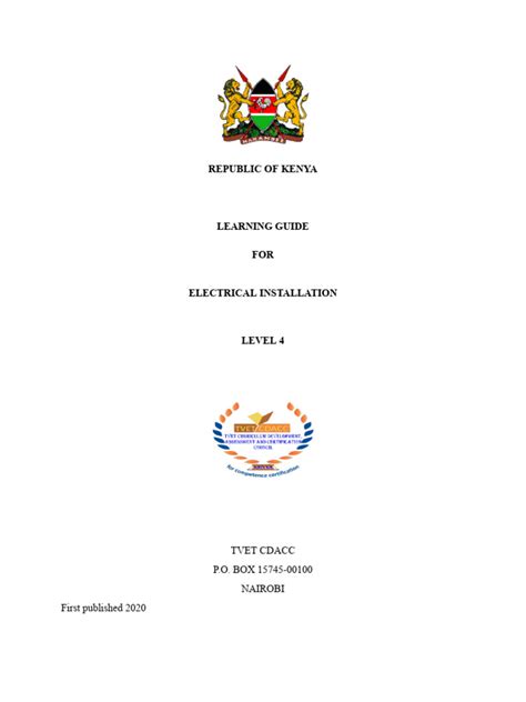 Electrical Installation Level 4 Learning Guide Pdf Area Equations