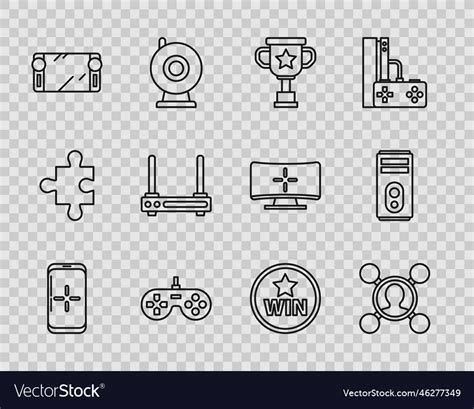 Set Line Smartphone And Playing In Game Share Vector Image