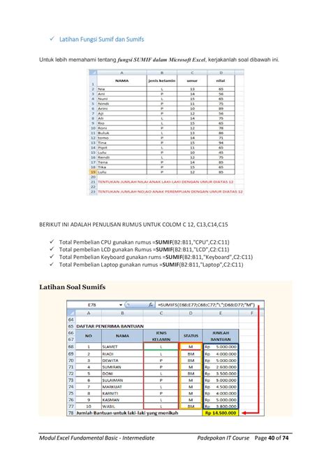 Modul Excel Fundamental Basic Intermediate Tesardaulah Halaman Pdf Online