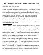 QUANT REASONING AND PROBLEM SOLVING MODULE ONE NOTES Docx QUANT REASONING AND PROBLEM SOLVING