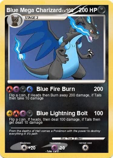 Pokémon Blue Mega Charizard 1 1 Blue Fire Burn My Pokemon Card