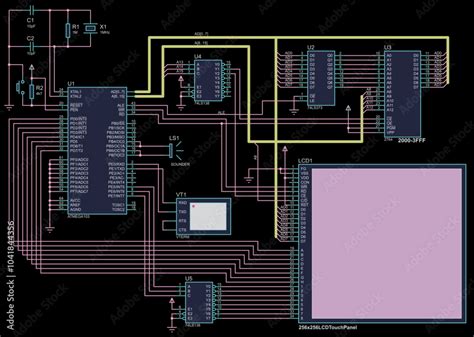 Vector Electrical Schematic Diagram Of Graphic Lcd Touch Panel Runs