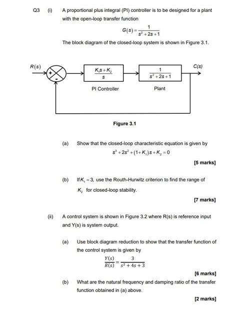 Solved Q A Proportional Plus Integral PI Controller Chegg