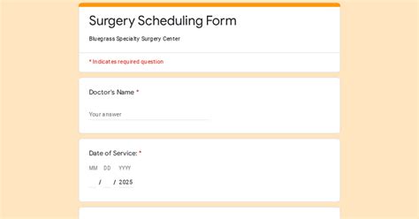Surgery Scheduling Form Template