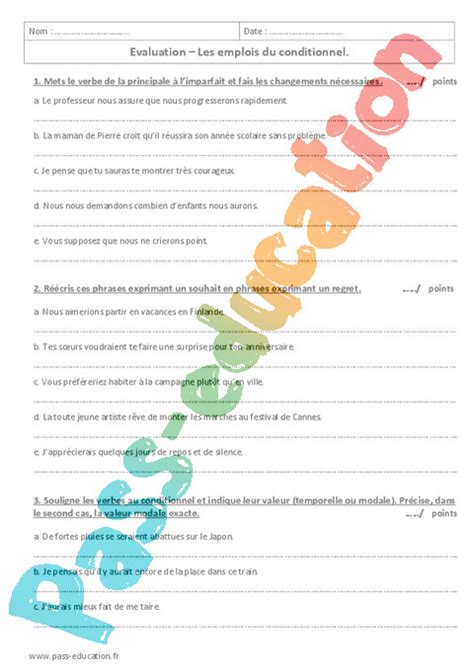 Evaluation Conditionnel 5ème Bilan Et Controle Corrigé Pdf à Imprimer
