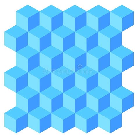 Blue Cube Pattern Isometric Geometric Shapes Modern Abstract Texture
