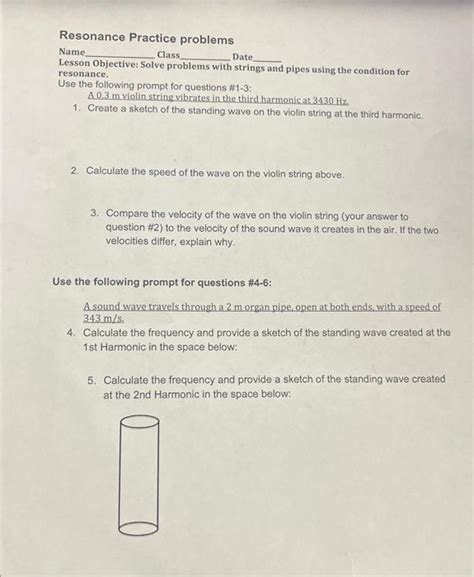 Solved Resonance Practice Problems Name Class Date Lesson Chegg Com