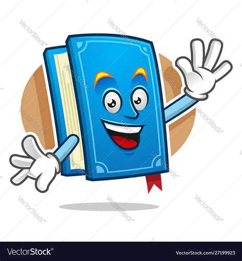 Say Hello Book Mascot Character Cartoon Royalty Free Vector