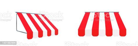 3d 렌더링 45도 및 클리핑 경로로 격리된 빨간색과 흰색 차양 앞면 상점에 대한 스톡 사진 및 기타 이미지 상점 차양