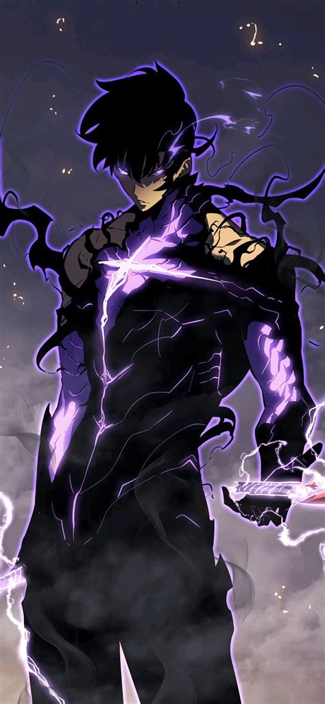 Solo Leveling Electric Blue Art Manhwa Sung Jin Woo Hd Phone