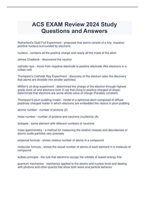 ACS EXAM Review 2024 Study Questions And Answers ACS Stuvia US