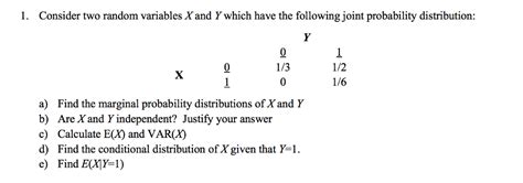 solved 1 consider two random variables xand y which have