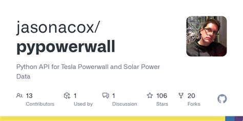 Github Jasonacox Pypowerwall Python Api For Tesla Powerwall And Solar Power Data