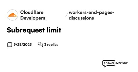 Subrequest Limit Cloudflare Developers