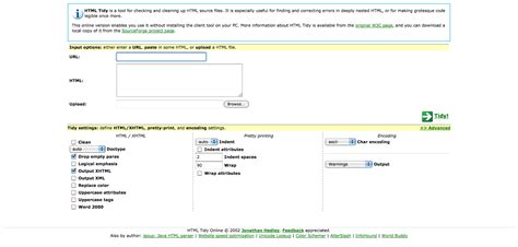 clean up html free website tools