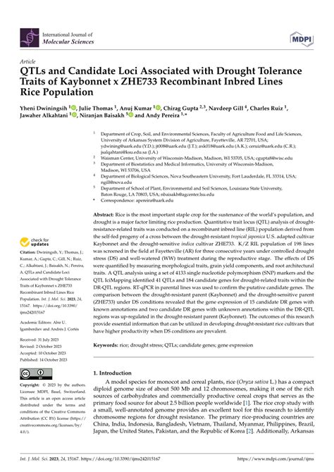 Pdf Qtls And Candidate Loci Associated With Drought Tolerance Traits