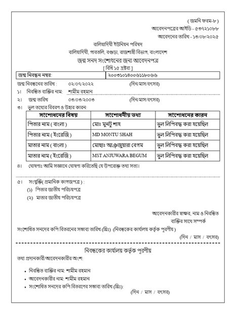 Birth Correction Application Print Pdf