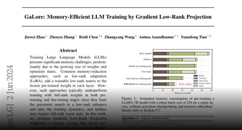 Dattaraj Rao On Linkedin Paper Page Galore Memory Efficient Llm