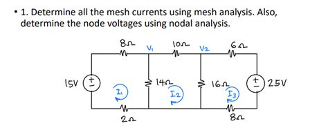 Solved 1 Determine All The Mesh Currents Using Mesh Chegg Com