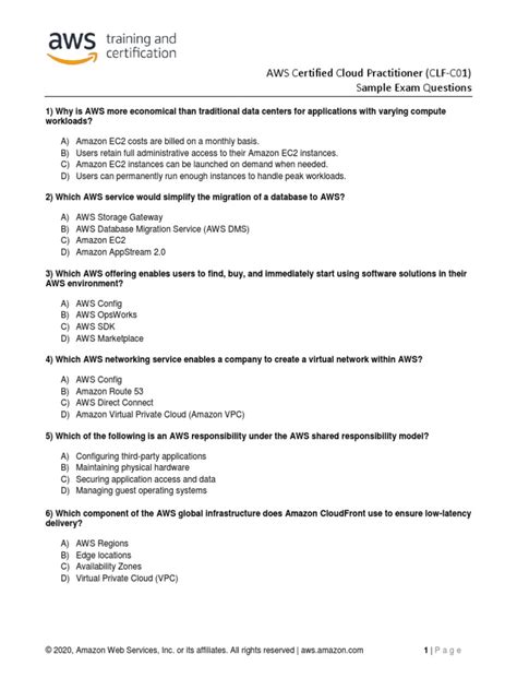 Aws Certified Cloud Practitioner Sample Questions Pdf Pdf Amazon Web Services Cloud
