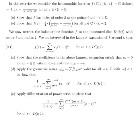 Solved In This Exercise We Consider The Holomorphic Function Chegg
