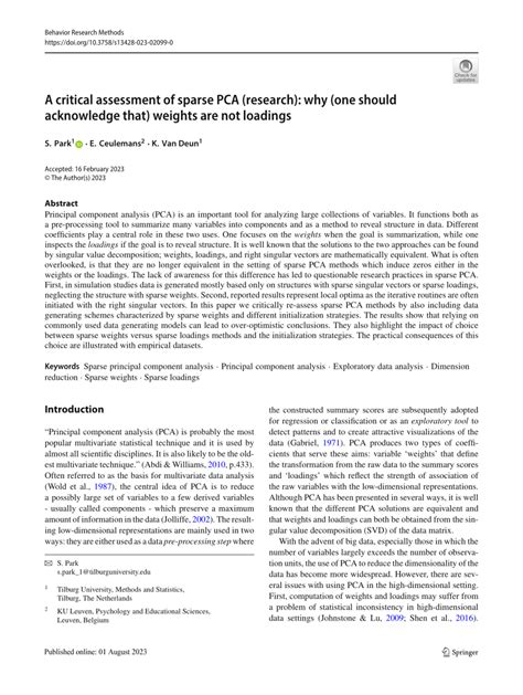 Pdf A Critical Assessment Of Sparse Pca Research Why One Should