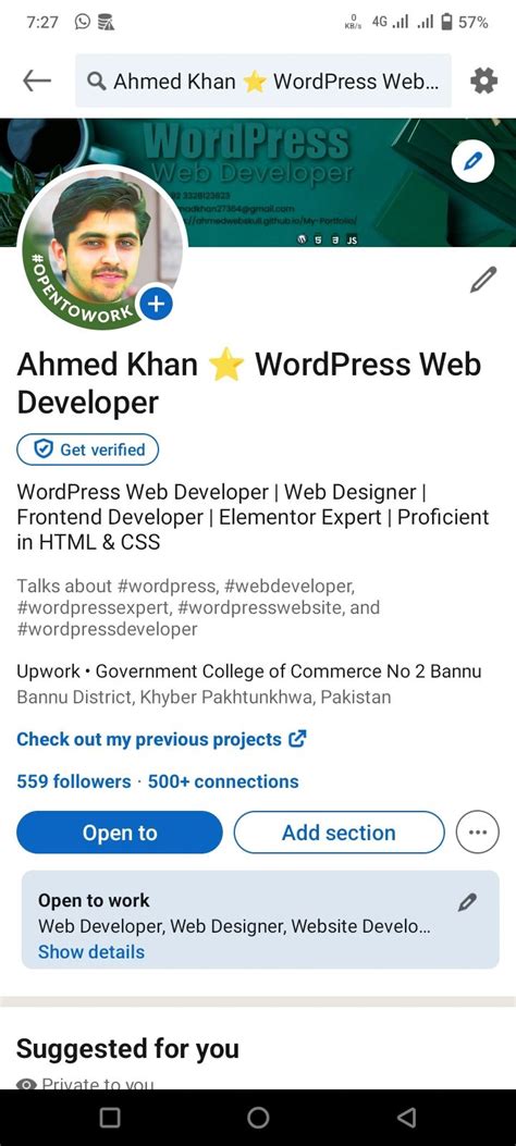 ahmed khan ⭐ wordpress web developer on linkedin milestonereached