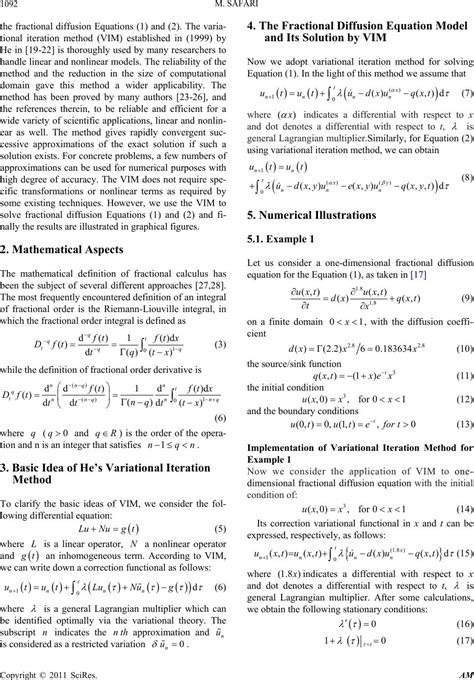 Application Of Hes Variational Iteration Method For The Analytical Solution Of Space Fractional