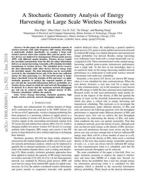 Pdf A Stochastic Geometry Analysis Of Energy Harvesting In Large