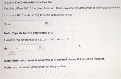 Solved Point The Differential Of A Function Find The Chegg
