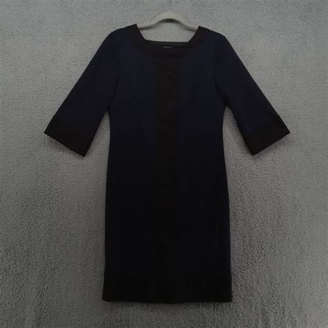 Tahari Dress Womens 4 Black Navy Color Block Tunic 34 Sleeve Basic Classicore Ebay