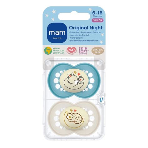 Mam Original Night Pacifiers Set Bright And Tooth Friendly Silicone