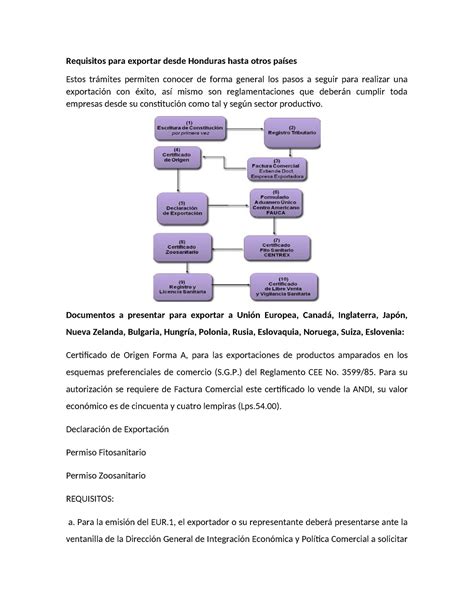 Requisitos Para Exportar Desde Honduras Hasta Otros Países Proyecto