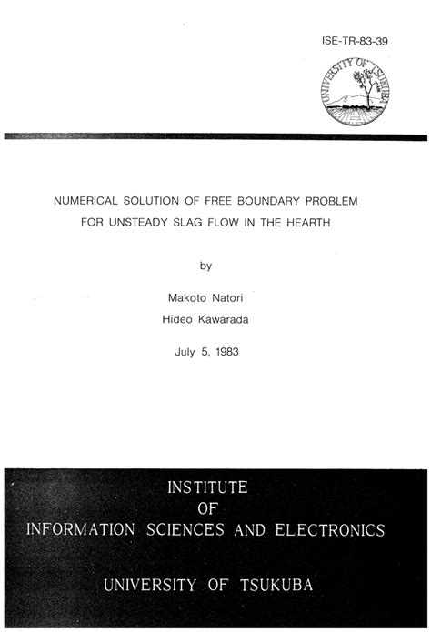 pdf numerical solution of free boundary problem for unsteady slag
