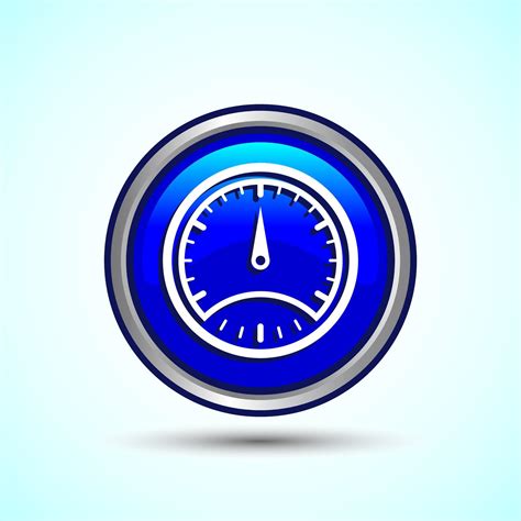 Speedometer Icon Design Illustration Speed Indicator Sign Symbol Blue Color Round Button