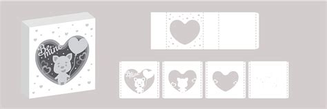 발렌타인 데이 종이 풍선 터널 카드 개를 개척 3d 팝업 레이어 카드 현대 종이 접기 디자인 템플릿 3d 종이 라이트박스 템플릿 벡터 스톡 일러스트레이션입니다 Diy에 대한