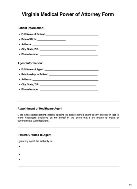 Medical Power Of Attorney Form And Example Free Pdf Download