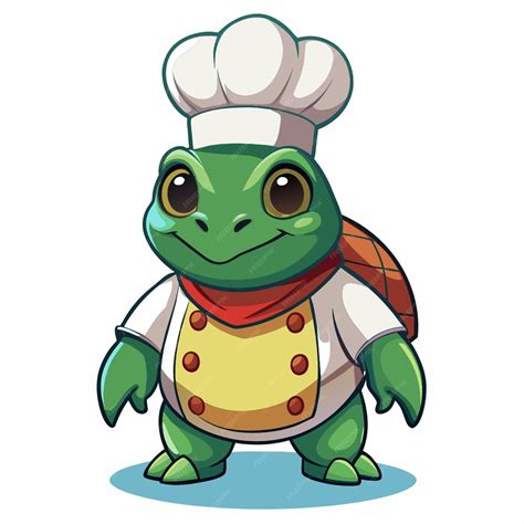 Cute Turtle As A Chef Detailed Full Body Image Sticker White Background