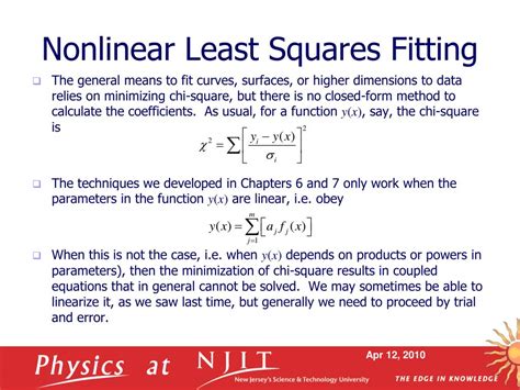 Ppt Physics 114 Lecture 18 Least Squares Fit To Arbitrary Functions