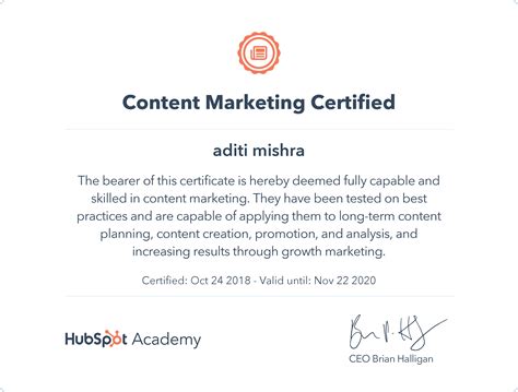Digital Marketing Certification List Of Aditi Mishra ~