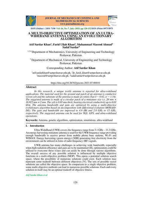 pdf a multi objective optimization of an ultra wideband antenna