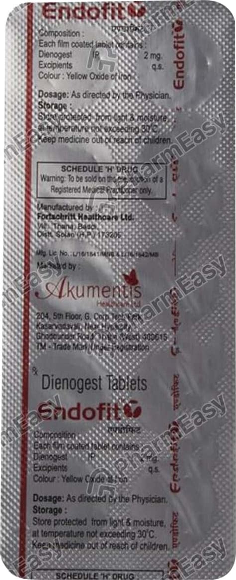 Endofit 2 Mg Tablet 10 Uses Side Effects Price And Dosage Pharmeasy