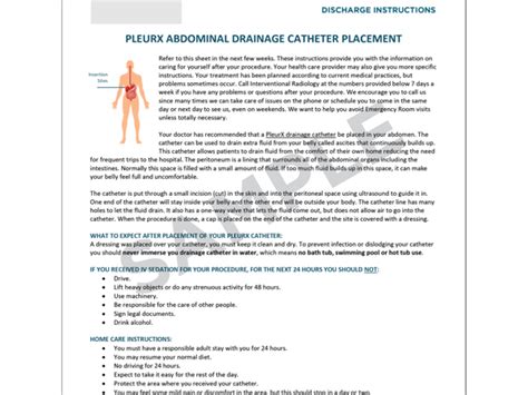 Pleurx Abdominal Drainage Catheter After Care Society Of