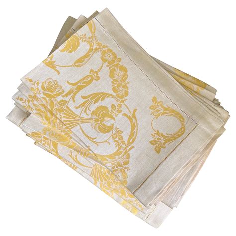 Two Tone Canary Yellow Damask Polished Cotton Tablecloth And Napkins