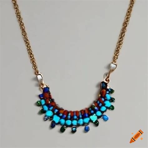 Native Gem Necklace In Blue Color On Craiyon