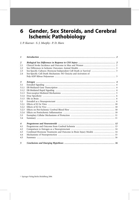 Pdf Gender Sex Steroids And Cerebral Ischemic Pathobiology